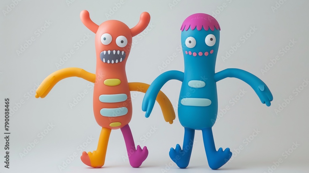 Rubberlike elasticity in a playful toy design, characters with ...