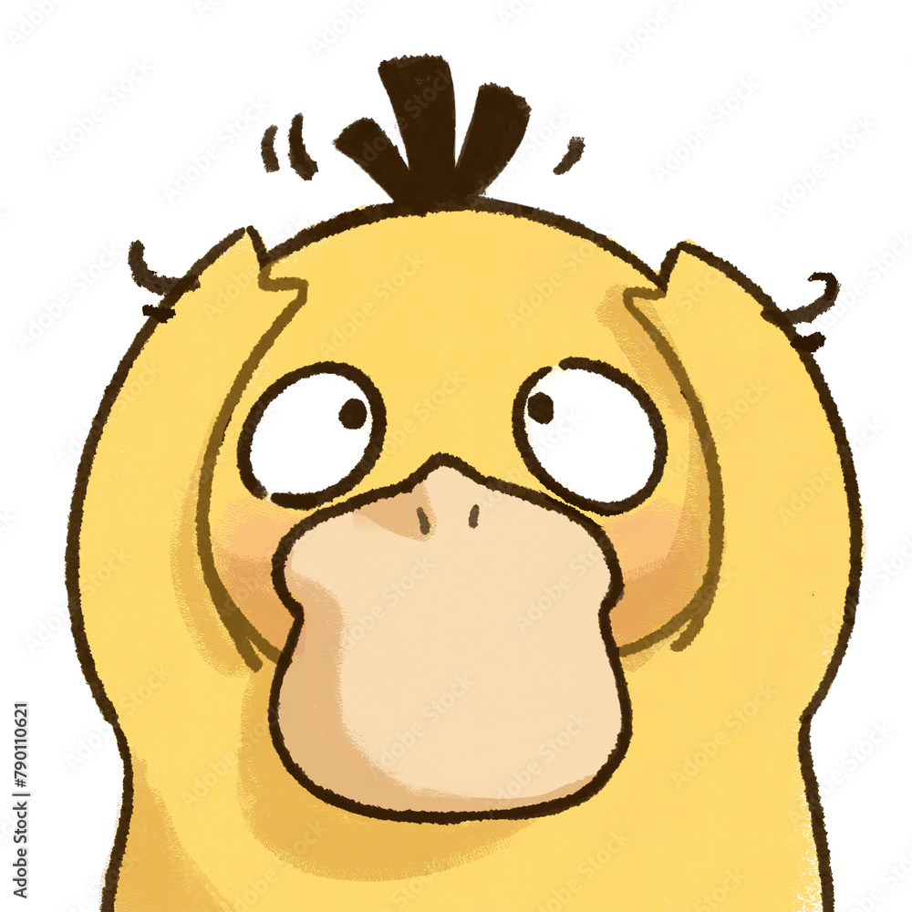 Cartoon duck emote sticker confused Stock Illustration | Adobe Stock
