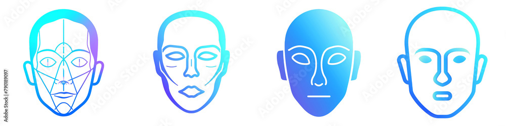 Face Recognition clipart collection, symbol, logos, icons isolated on ...
