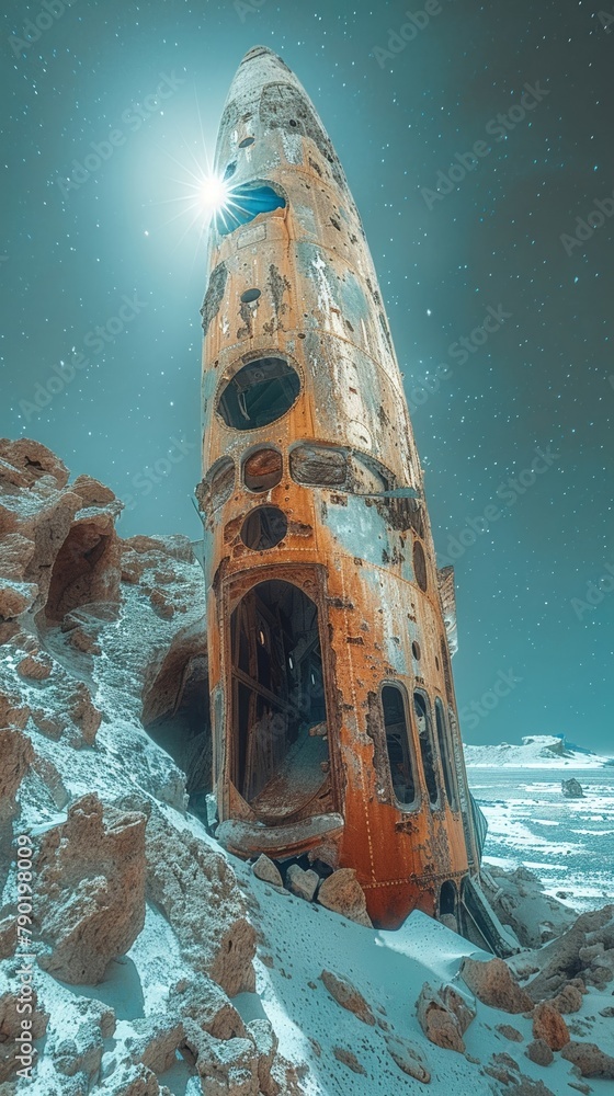 Starship ruins, alien planet, remnants of the future, eerie ...