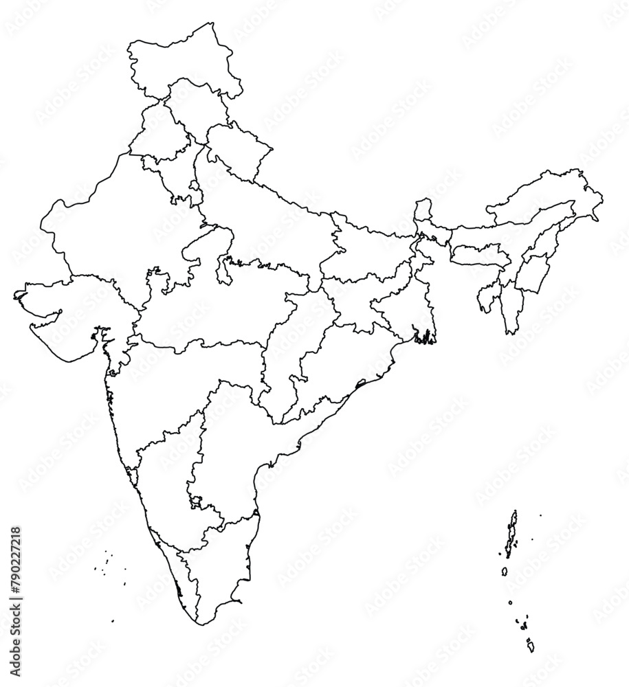 Outline of the map of India Stock Vector | Adobe Stock