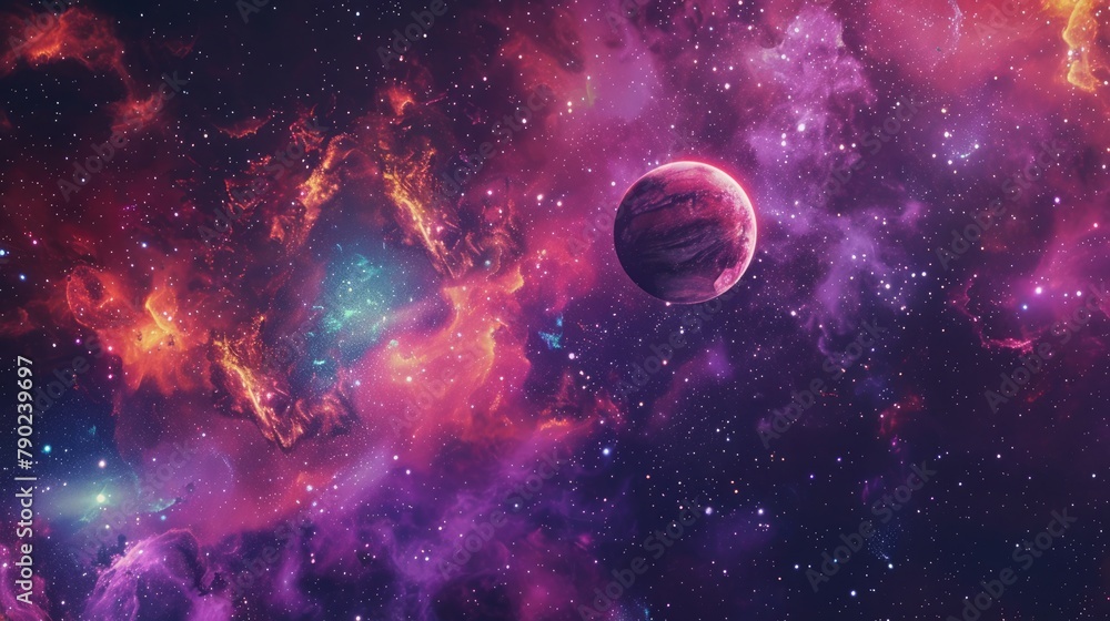 Galactic dreamscape: vibrant 3D space background featuring planets ...