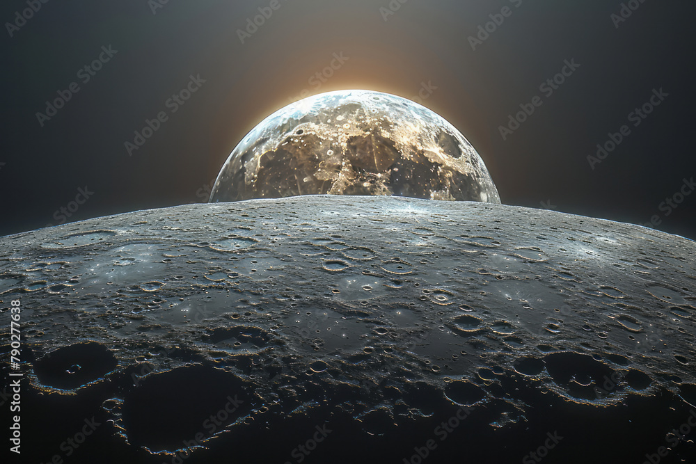 A photograph of Earth casting a shadow on the moon during a lunar ...