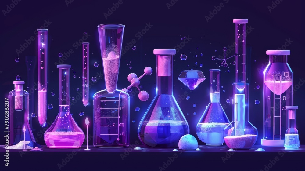 Scientific research modern object collection: broken lab medical glass ...