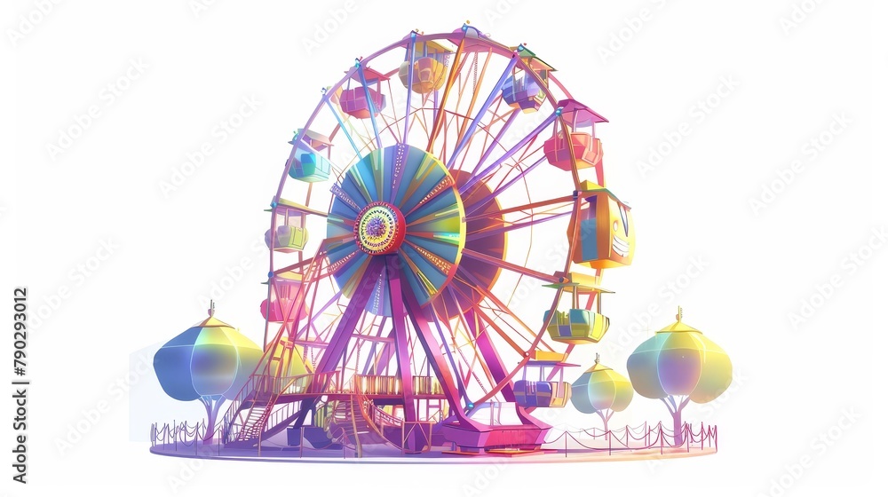 Cartoon icon of entertainment attraction, roundabout observation wheel ...