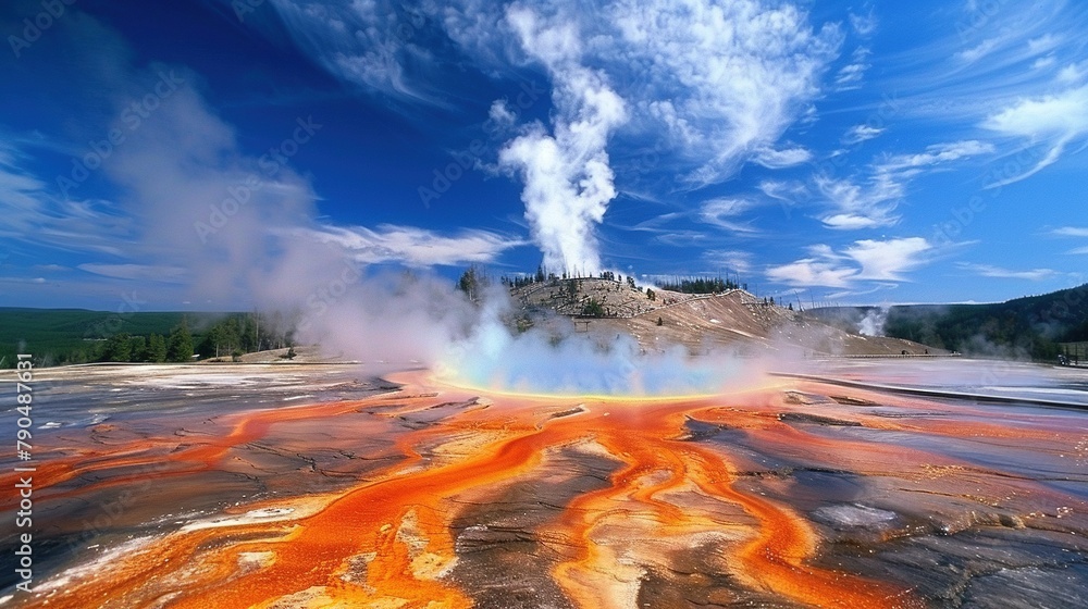Geysers shoot hot water and steam into the air with great force. The ...