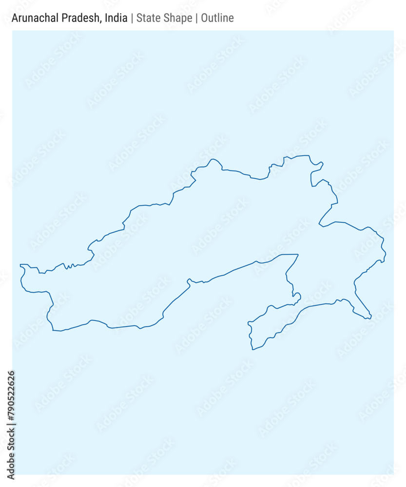 Arunachal Pradesh, India. Simple vector map. State shape. Outline style ...
