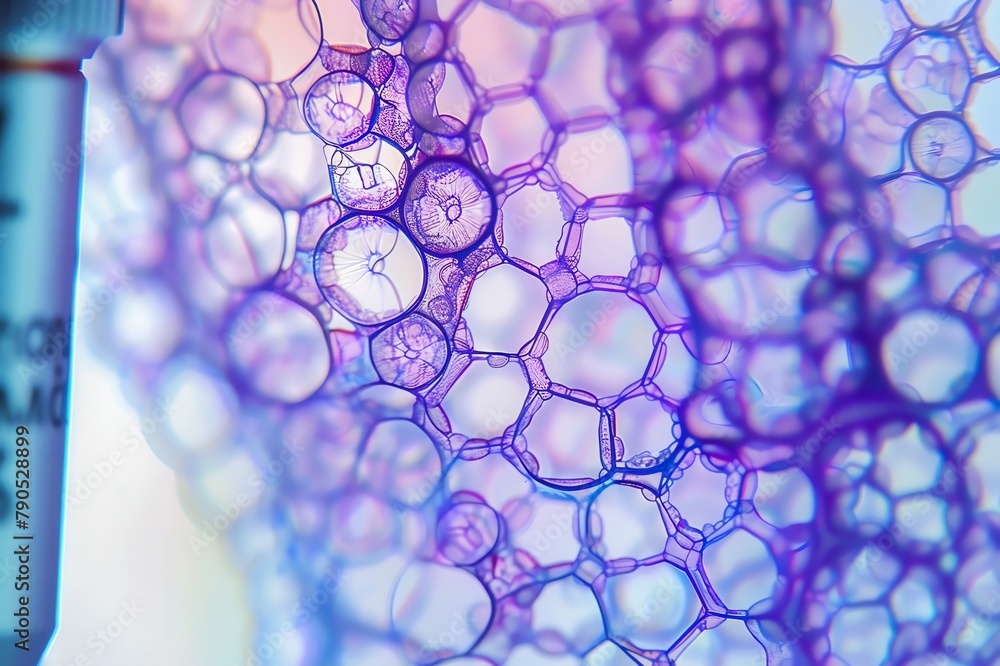 Educational close up of plant cell wall under microscope, detailed ...