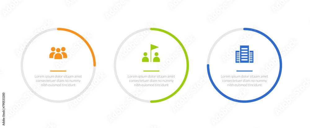 3cs marketing model infographics template diagram with piechart ...