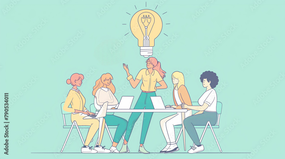 Diverse office team brainstorms at table. Teamwork, collaboration ...