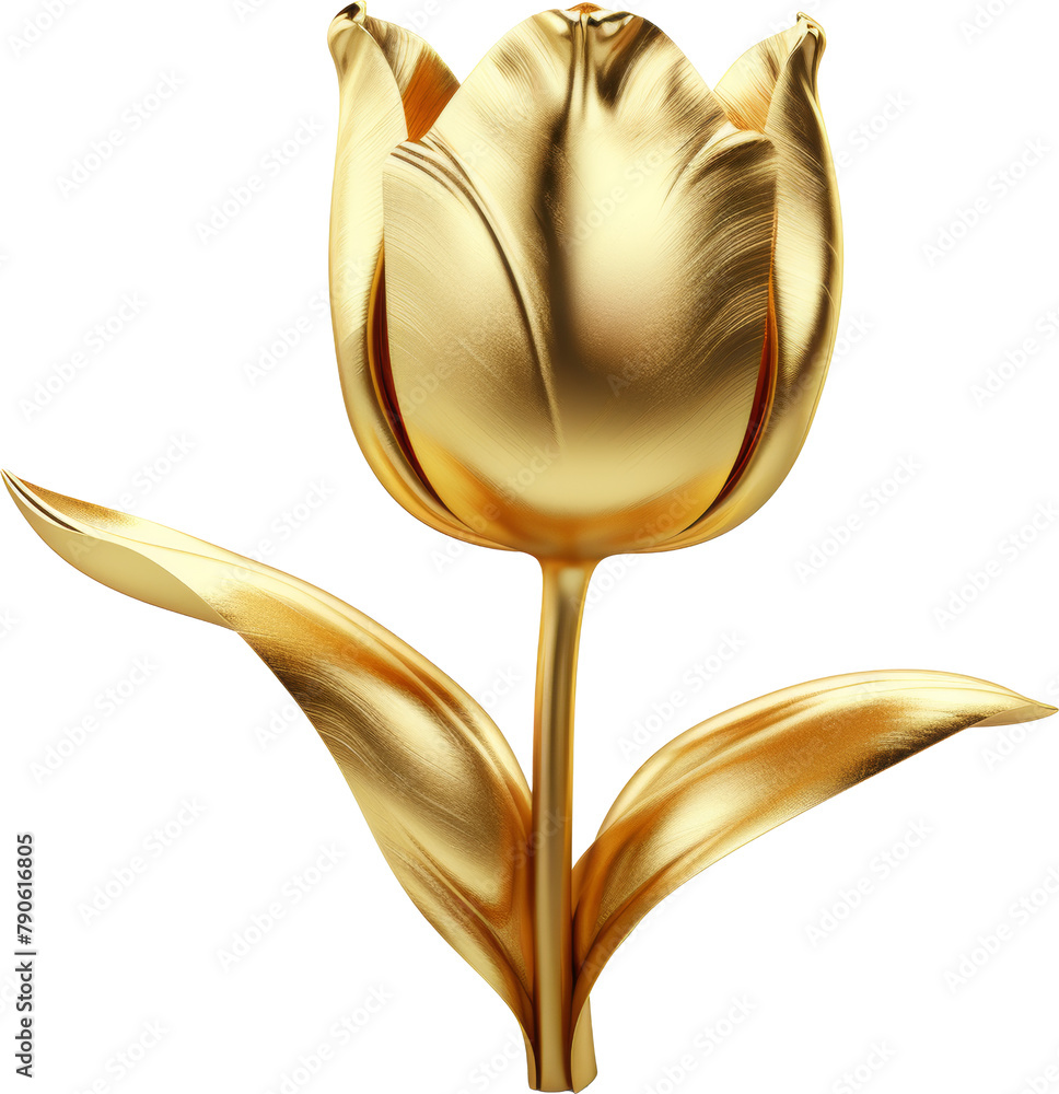 golden tulip,tulip flower made of gold isolated on white or transparent ...