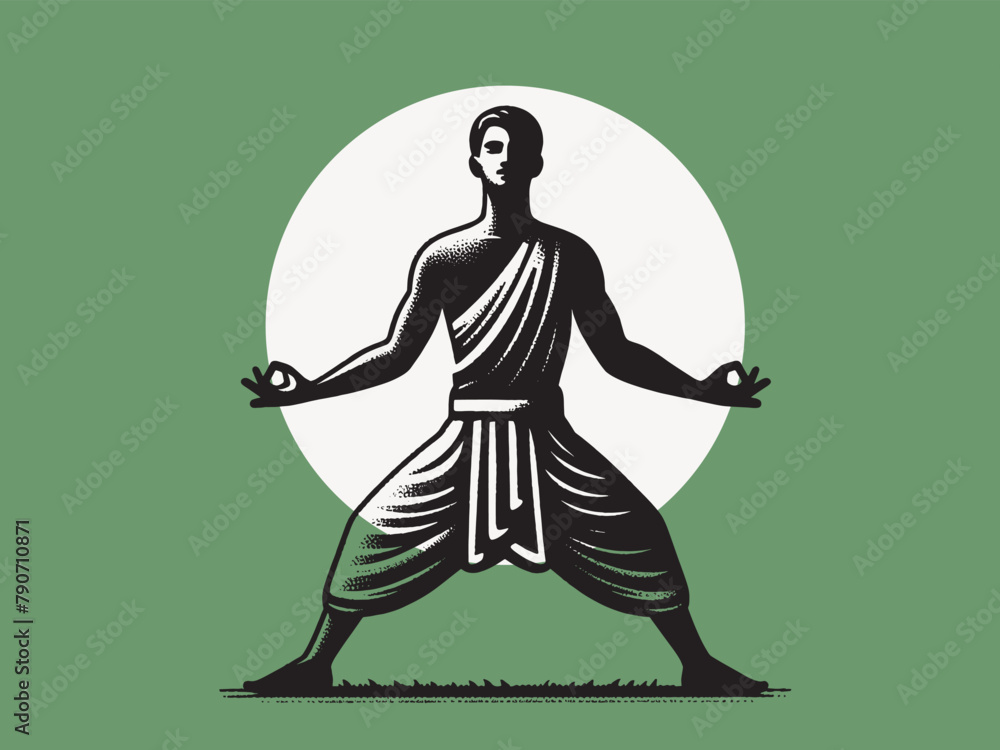 Yoga man. Tibetan monk. Chakras, enlightenment, zen, meditation ...