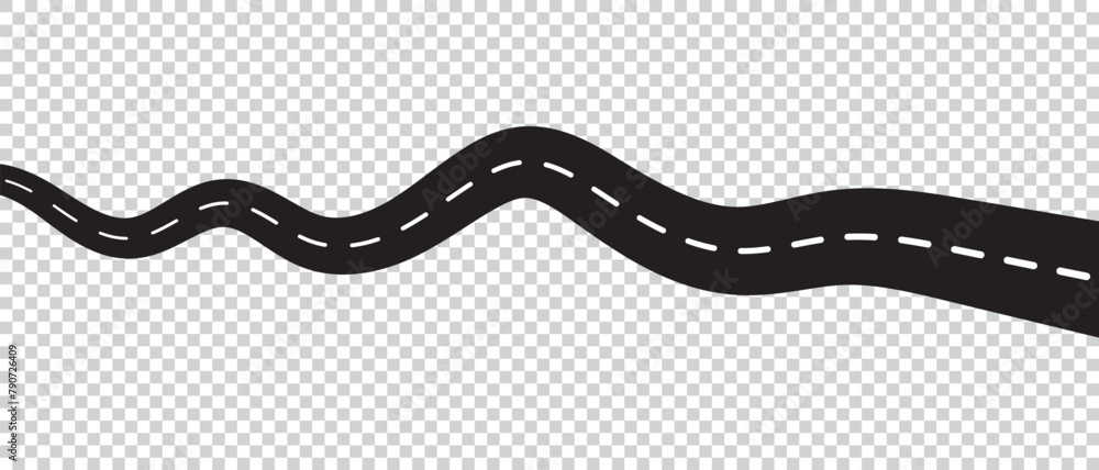 Road icon, Winding highway road from top view. Top view on bending road ...
