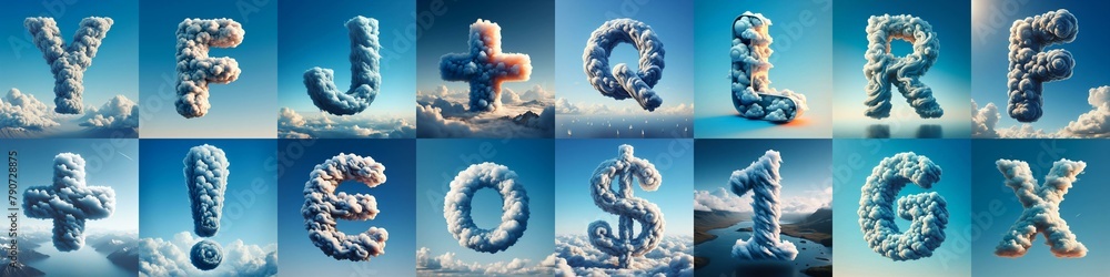 Cloud lettering. AI generated illustration Stock Illustration | Adobe Stock