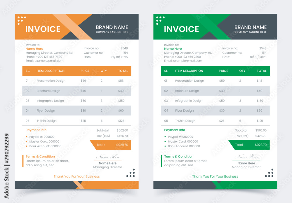 Minimal professional corporate colorful business invoice template ...