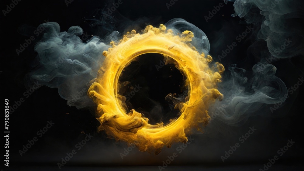 Circular Yellow Smoke explodes outward, with dramatic smoke or fog ...