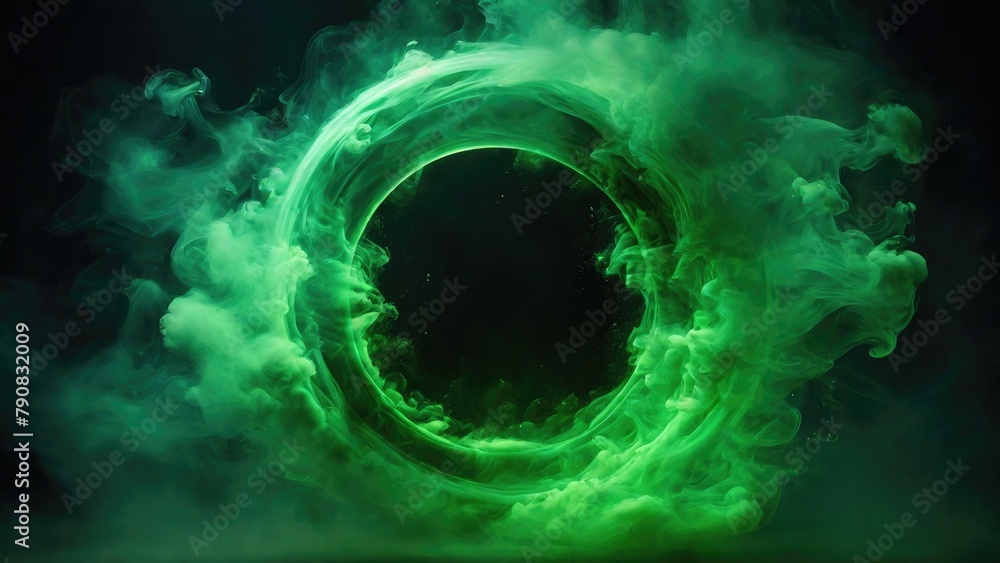 Circular Green Smoke explodes outward, with dramatic smoke or fog ...