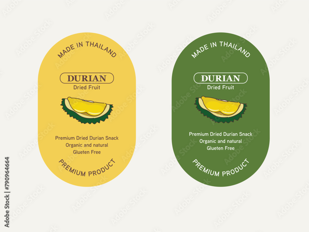 Durian logo. Durian fruit with cut in half. Durian label sticker vector ...