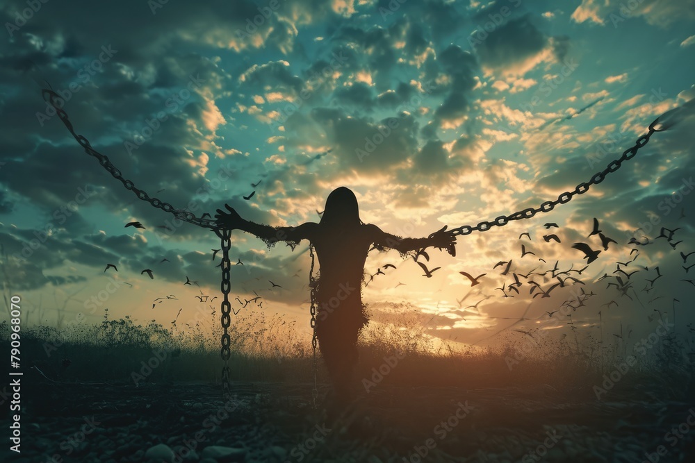 Freedom person broken chains, Hands in fists breaking a chain freedom ...