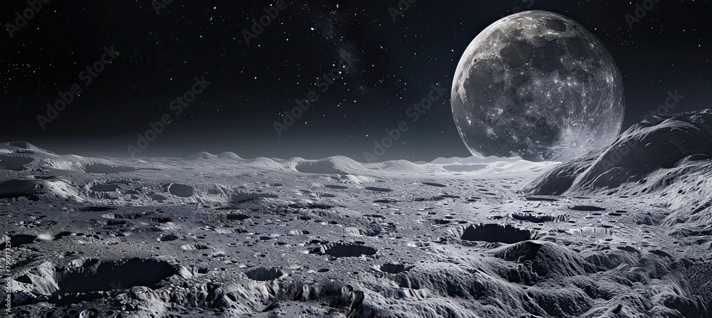 Moon surface lunar landscape Stock Photo | Adobe Stock