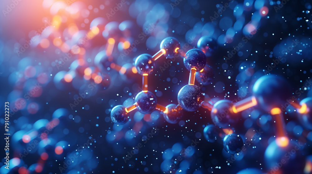 Abstract science background with atoms and molecules, illustration of ...