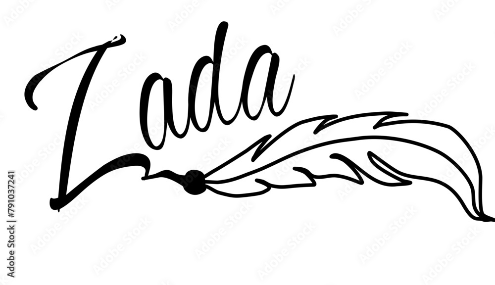 Zada - black color - name written - Word with feather for websites ...