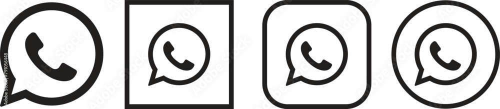 WhatsApp icons set flat, line. WhatsApp, popular social media button ...