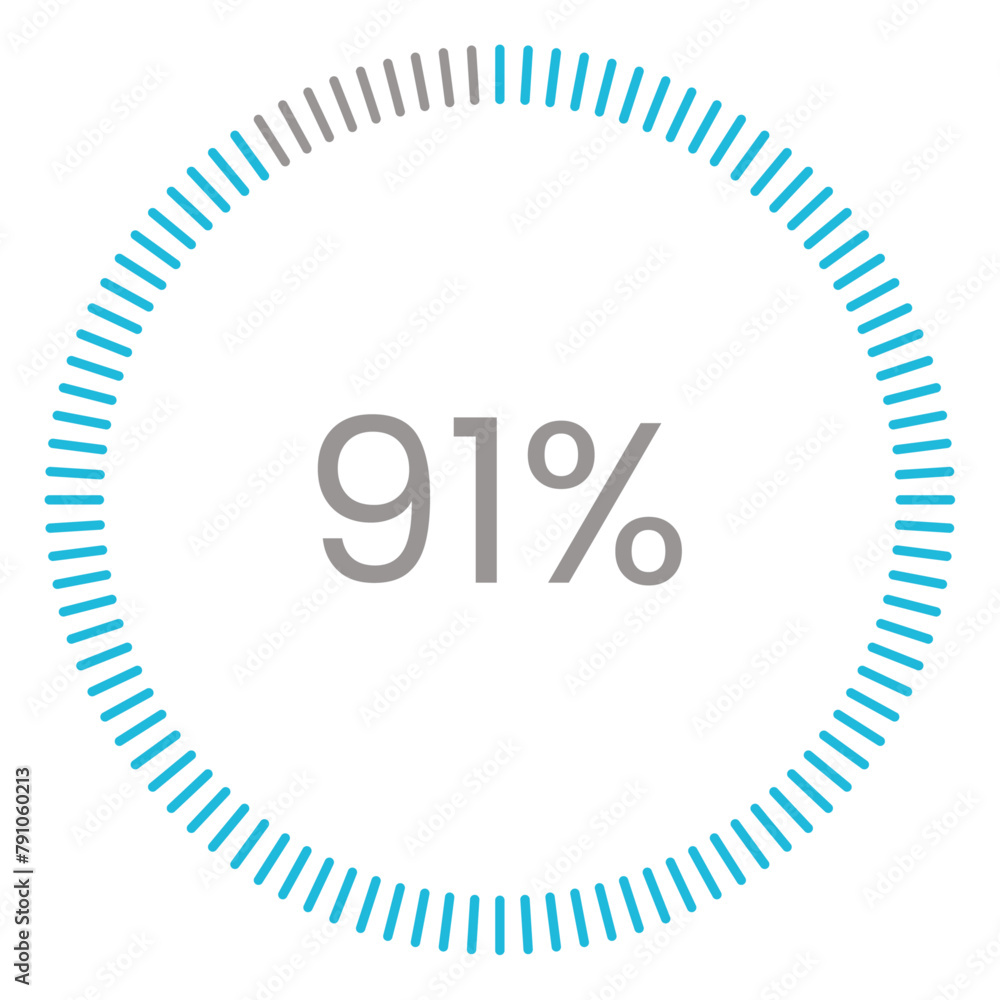 91% Loading. 91% circle diagrams Infographics vector, 91 Percentage ...