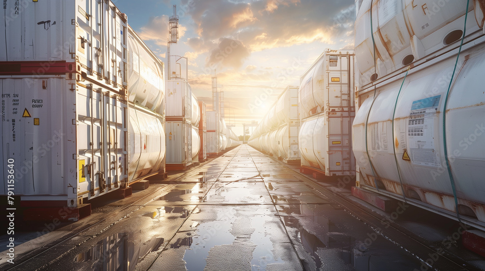 Containers filled with phase change materials in an industrial setting ...