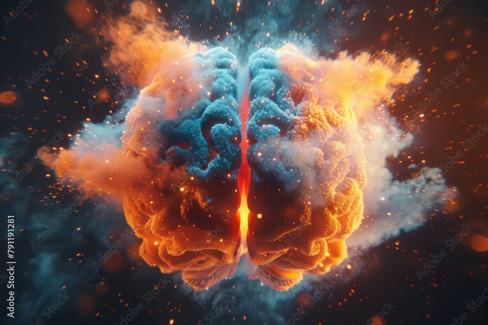 Human brain colorful splash creativity exploding with new ideas plans ...