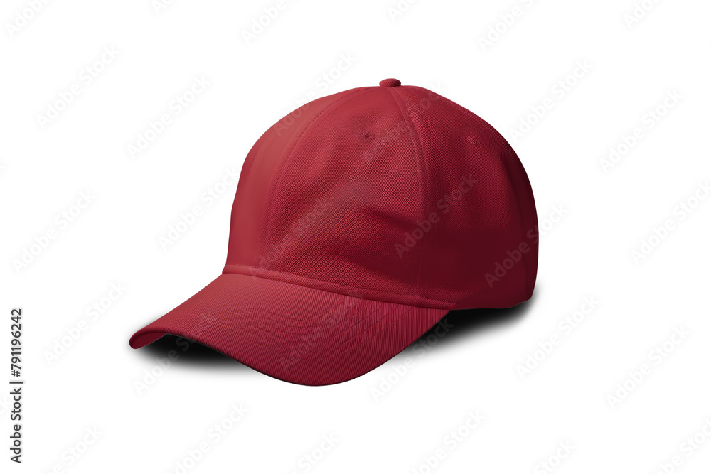 Red cap mockup front view, side view isolated cutout, object with ...