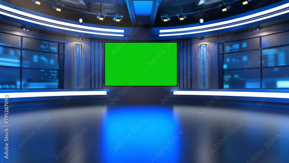 Chroma tv screen studio virtual background Stock Illustration | Adobe Stock