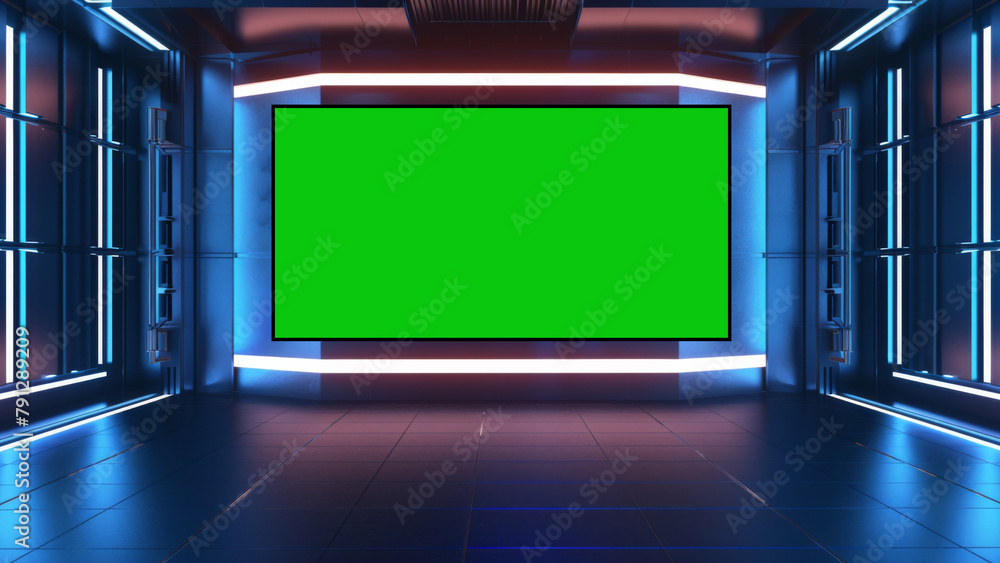 Chroma tv screen studio virtual background Stock Illustration | Adobe Stock