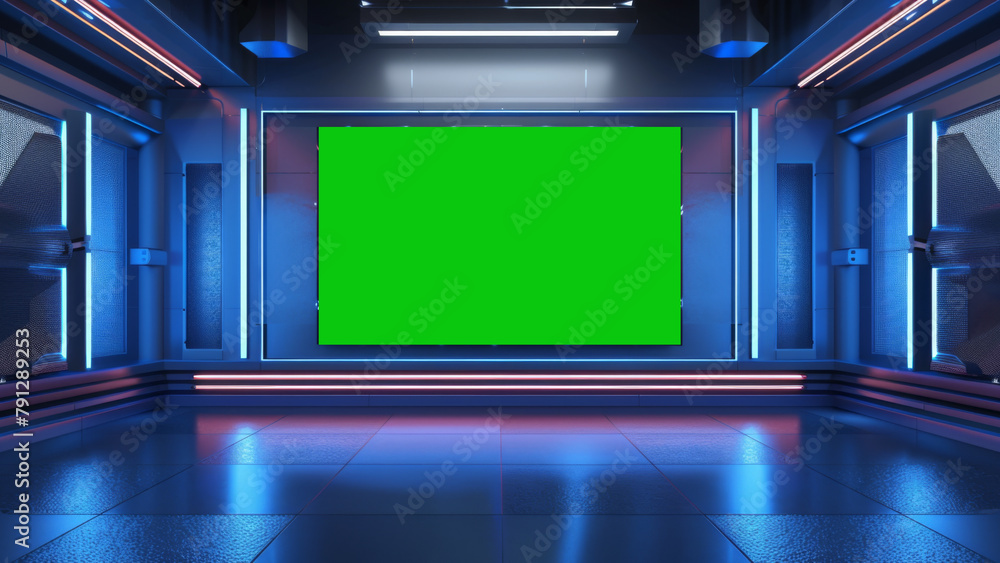 Chroma tv screen studio virtual background Stock Illustration | Adobe Stock
