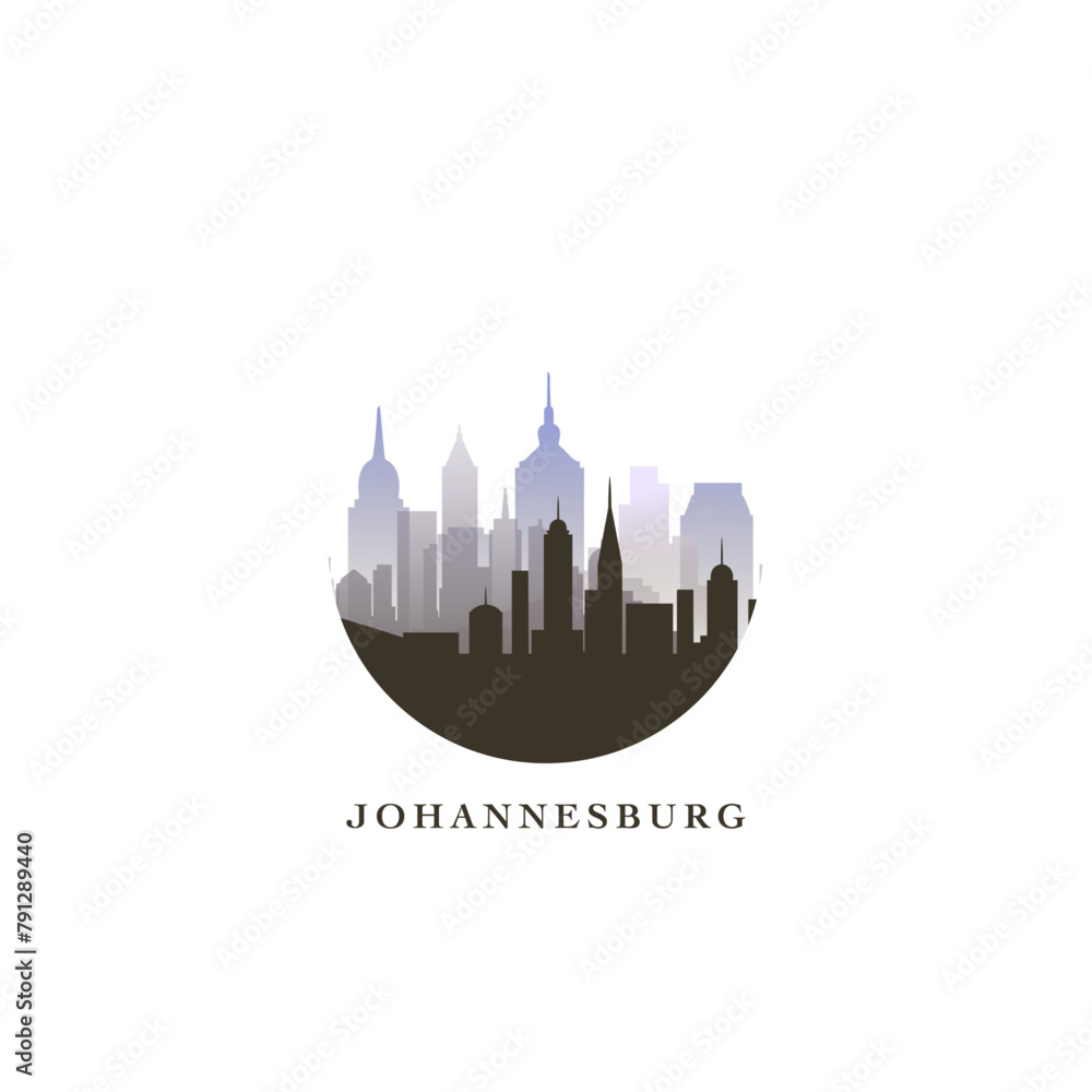 Johannesburg cityscape, gradient vector badge, flat skyline logo, icon ...