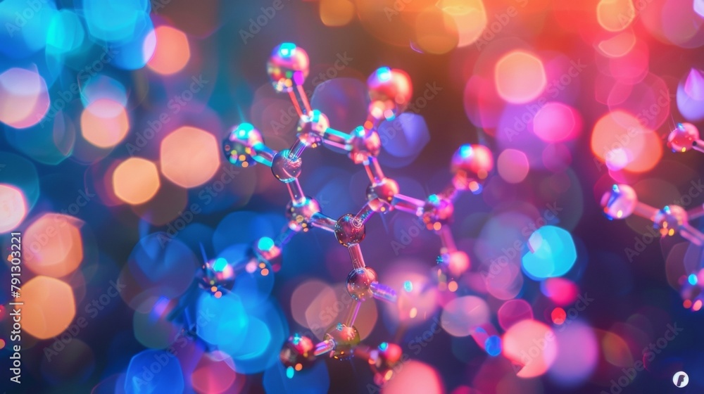 A chemical formula surrounded by vibrant colors representing the ...