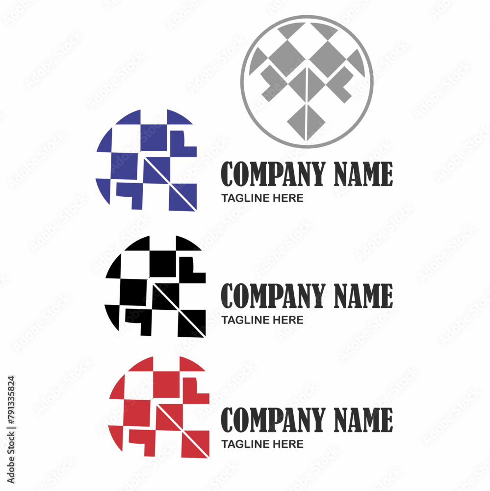 Robot head logo. Consists of square, triangle, arrow, and other shapes ...