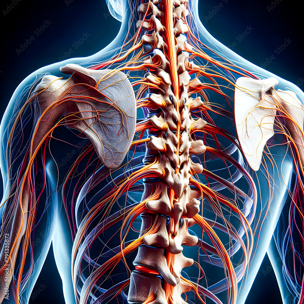 Anatomical illustration of the neural network system in the spinal cord ...