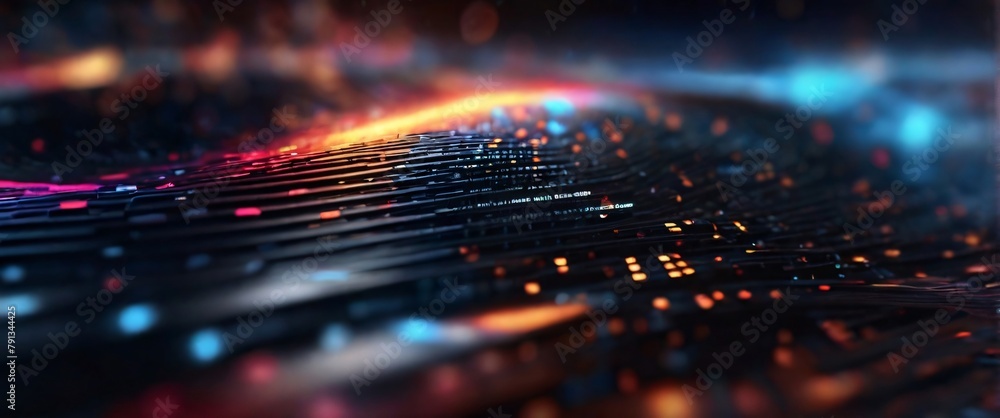 An abstract digital background with binary code and AI algorithms ...