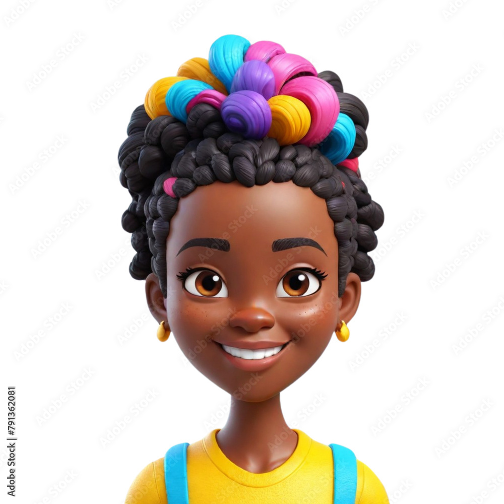 3d cartoon of a African people avatar on Isolated transparent ...