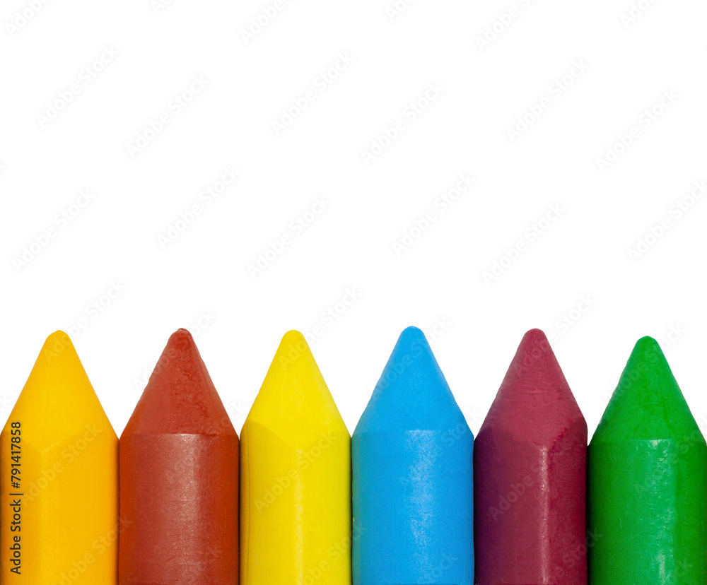 Multicolour crayons on transparent background png macro Stock Photo ...