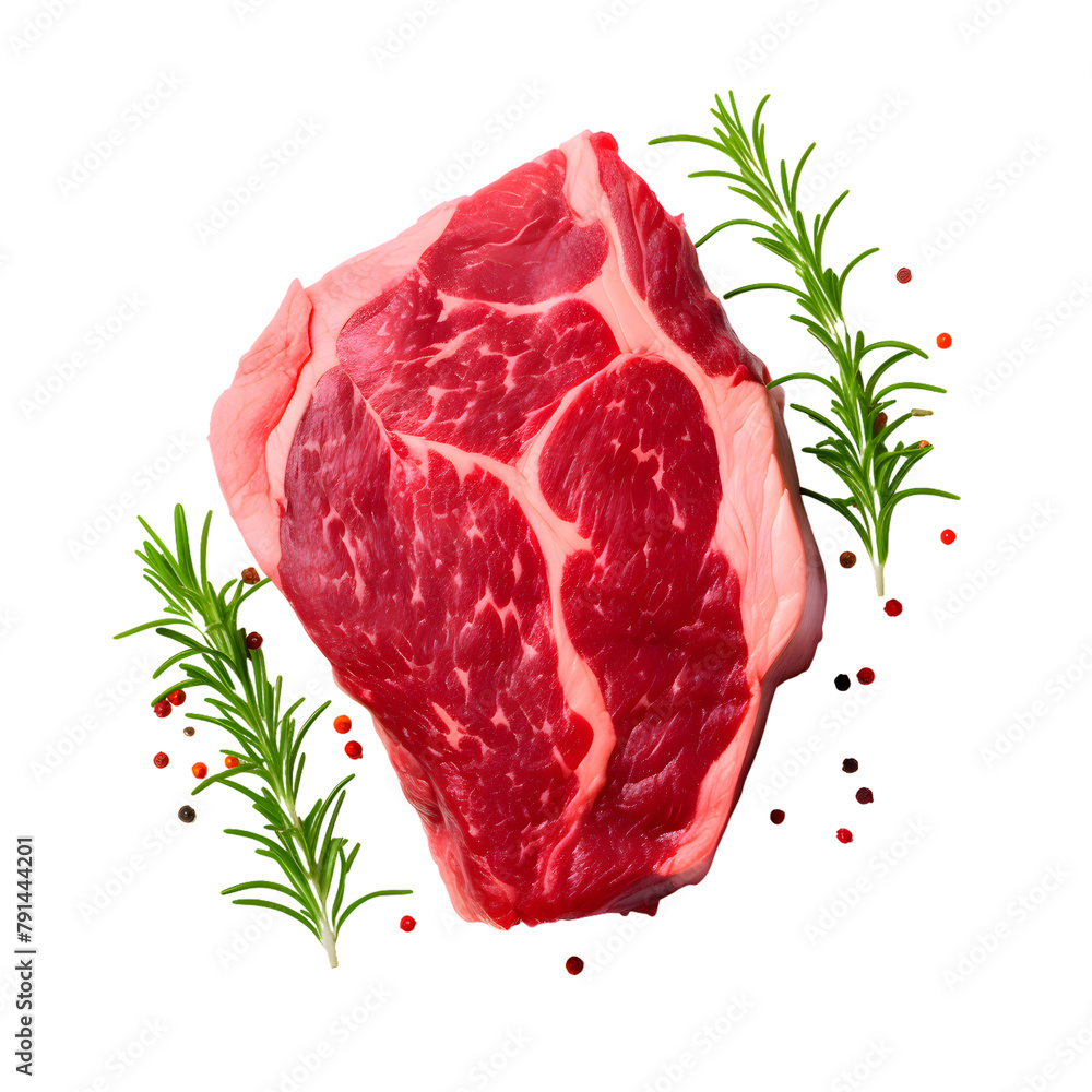 Raw beef steak meat top view isolated on transparent background Stock ...