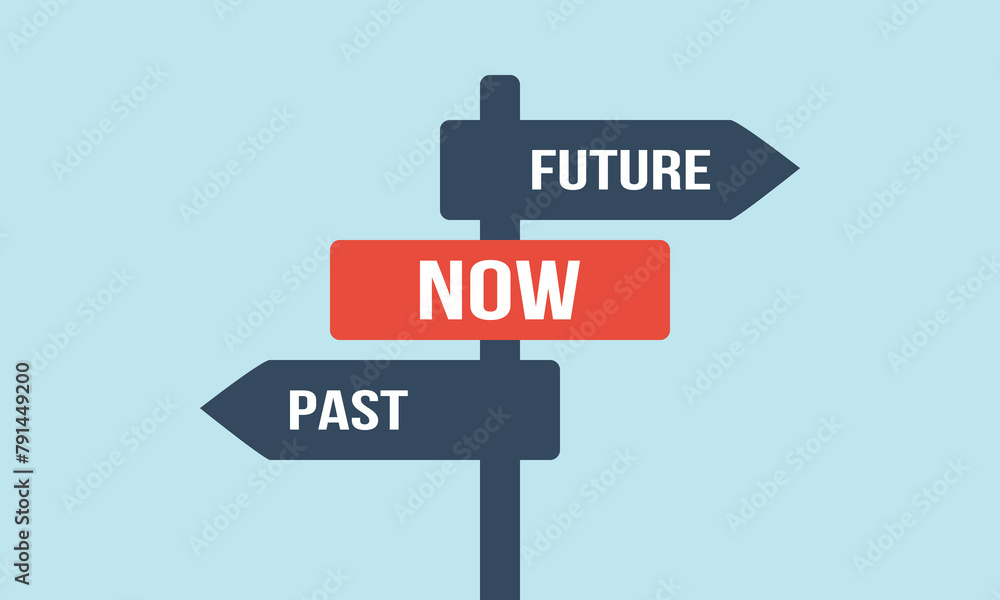 Past now future signpost. Successful choice vector concept. Different ...