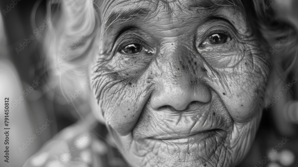 Despite the years that have passed the deep laughter lines on her face ...