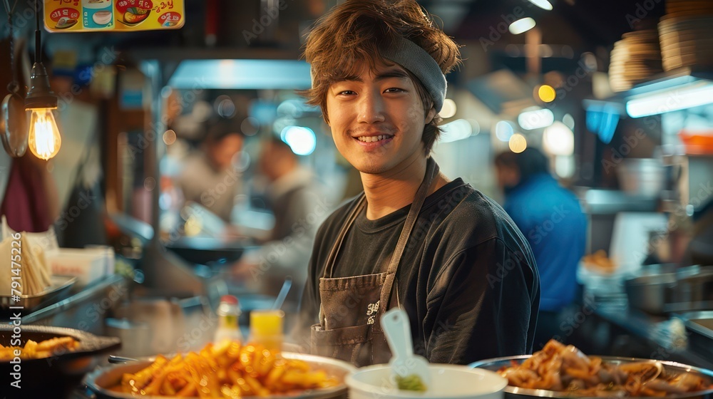 Asia man learning to correctly use the condiments at a Korean BBQ in ...