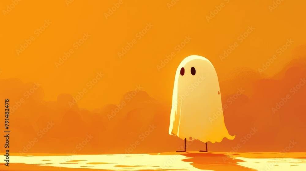 An adorable ghost stands alone embodying a Halloween vibe in a ...