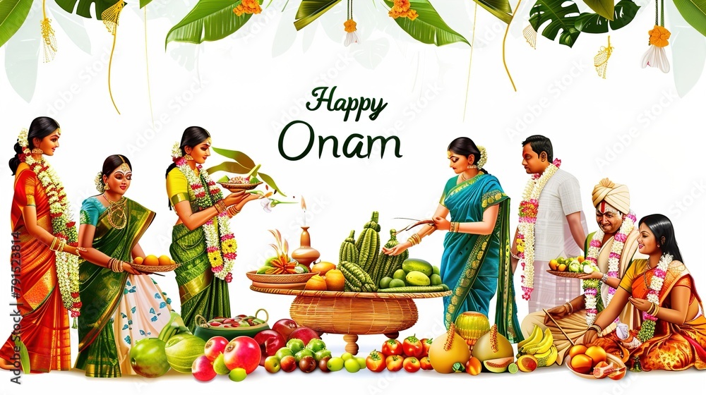 vector illustration of onam. Kerala Onam Greeting Card. illustration ...