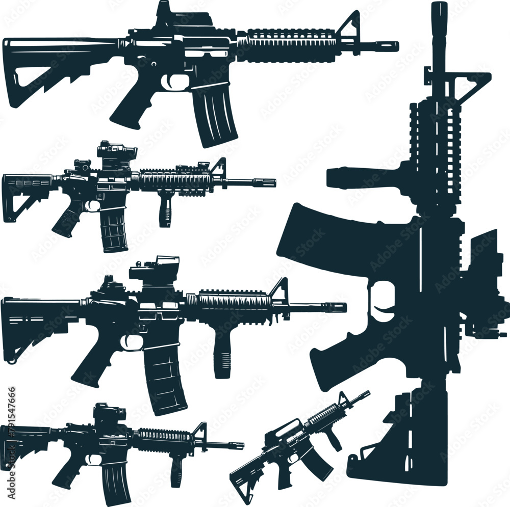 Guns Vector, Military Weapon , Pistol Svg, Weapon svg, Rifle silhouette ...