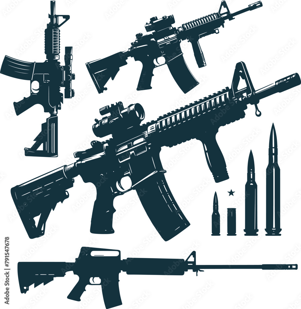 Guns Vector, Military Weapon , Pistol Svg, Weapon svg, Rifle silhouette ...
