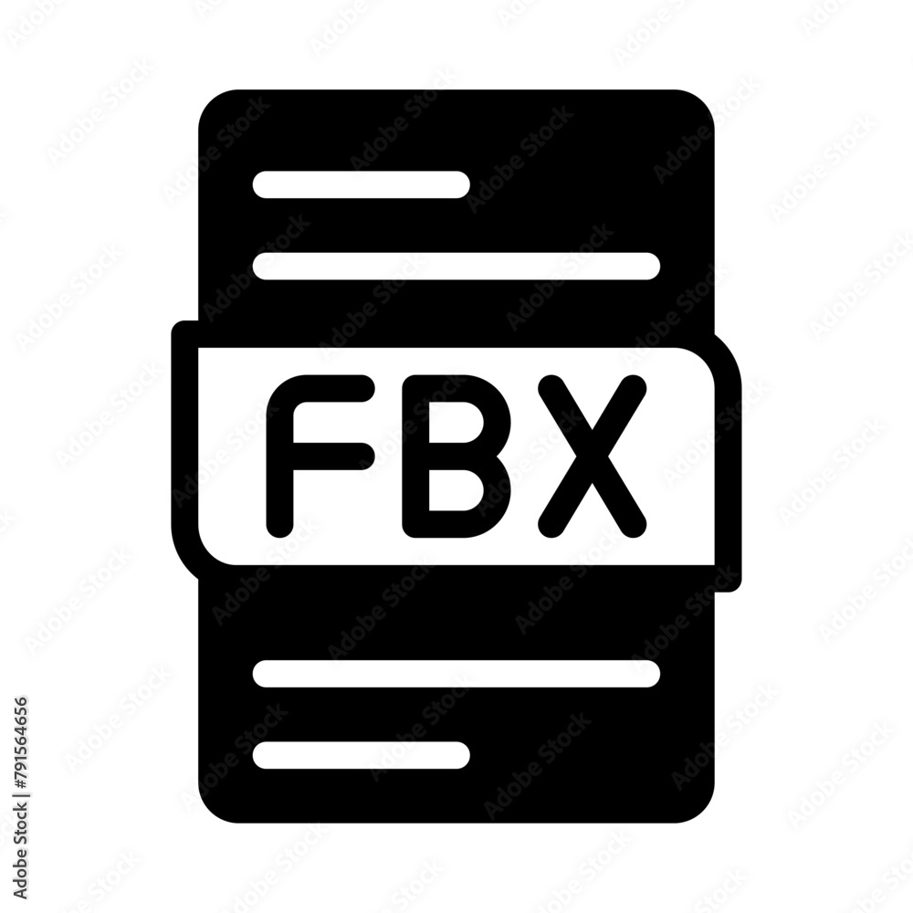 Fbx format file type icons. document extension symbol icon. with a ...